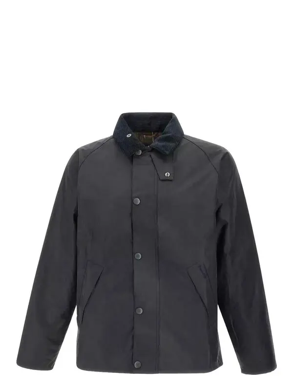Barbour Corduroy-collar Waxed-cotton Jacket - Black