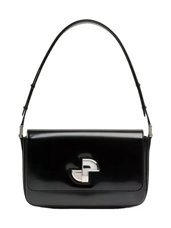 Patou Le Classic Lock Leather Shoulder Bag - Black