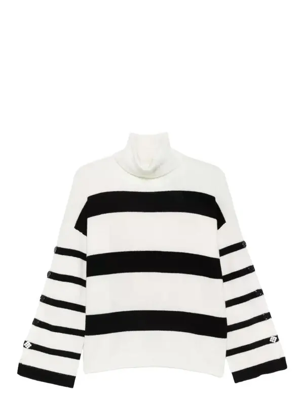 Liu Jo Striped Turtleneck Sweater - White