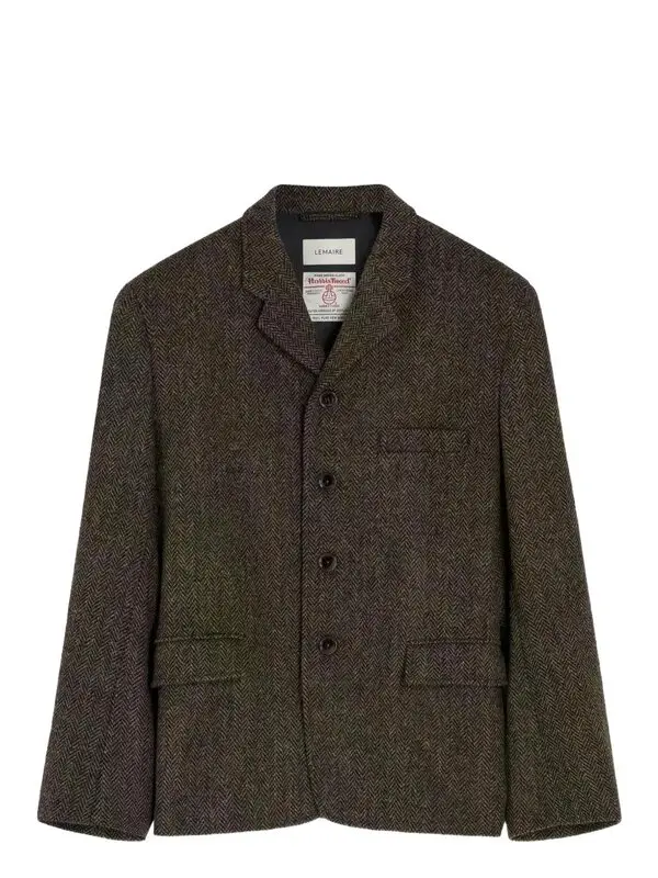 LEMAIRE Herringbone-pattern Single-breasted Blazer - Brown