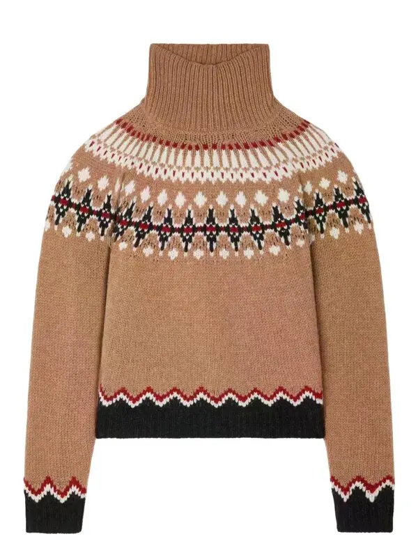 Alanui Fair Isle Turtleneck Sweater - Brown
