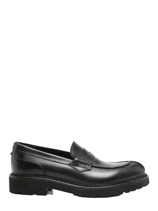 Canali Penny Leather Loafers - Black