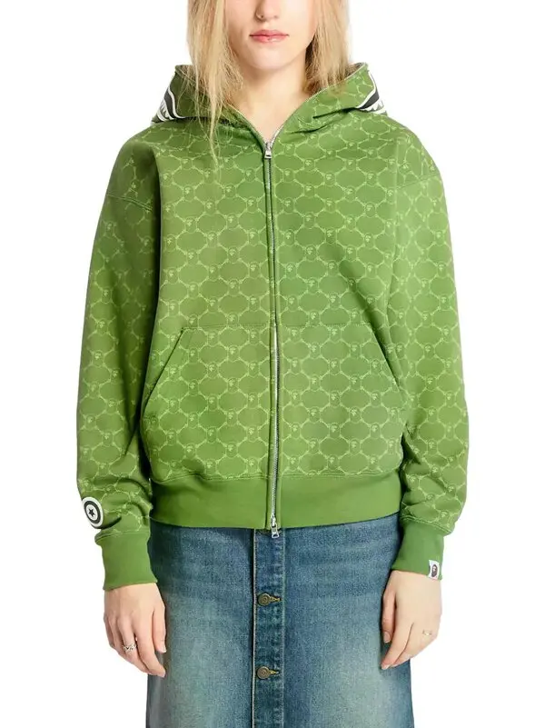 A BATHING APE College Monogram Shark Full Zip Hoodie - Green
