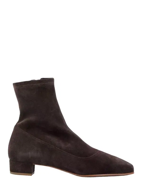 By Far Suede Zip Ankle Boots - Brown
