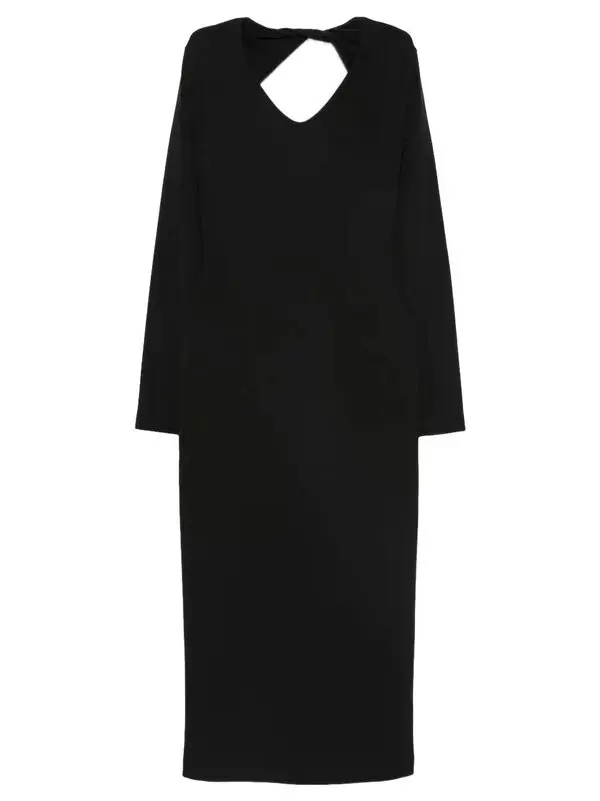 Emporio Armani Knot-back Long-sleeved Day Dress - Black