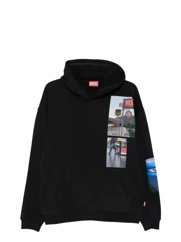 DIESEL® Patchwork-print Hoodie - Black