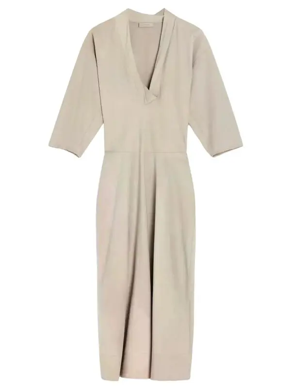 LEMAIRE Draped V-neck Midi Dress - Neutrals