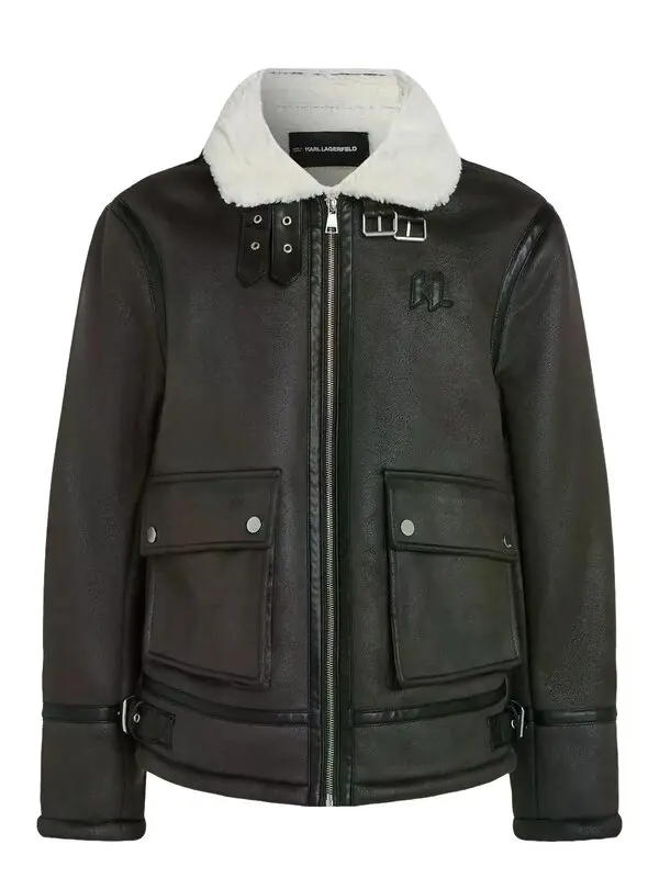 Karl Lagerfeld Monogram Faux-shearling Jacket - Brown