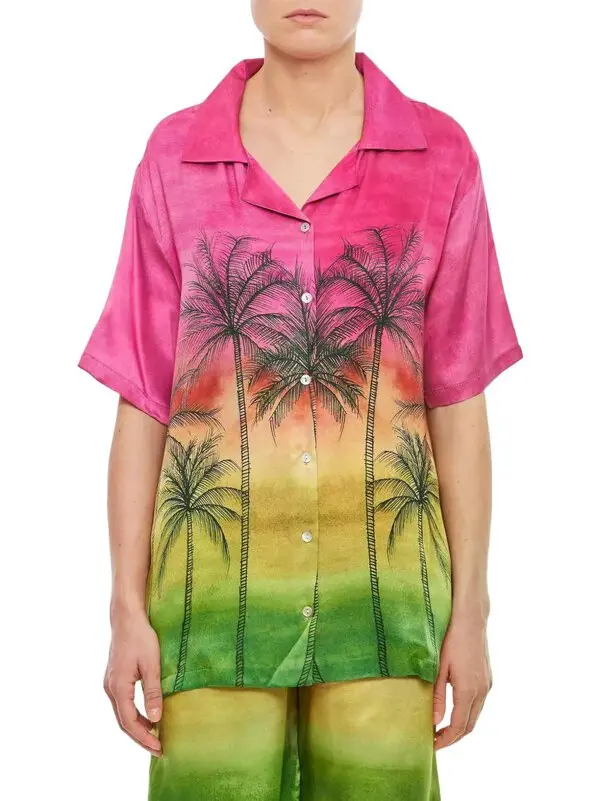 GIO GIOVANNI GEROSA Palm-print Button-fastening Shirt - Pink