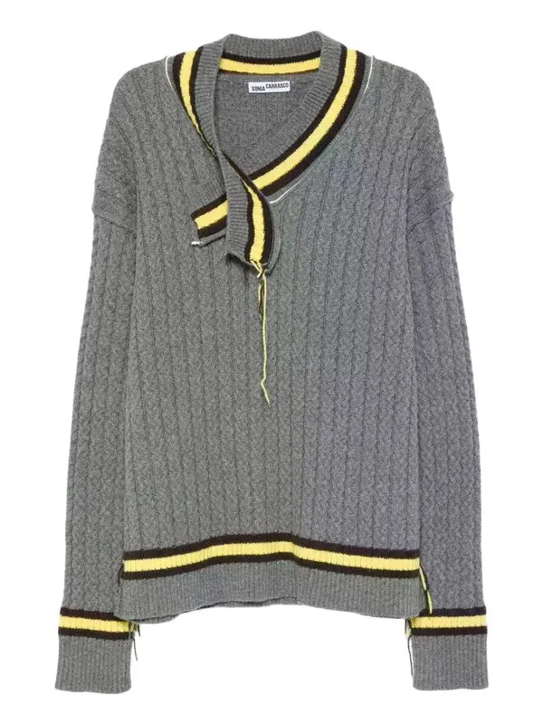 SONIA CARRASCO Cable-knit Striped Sweater - Grey