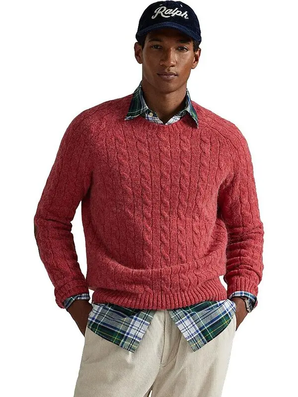 Polo Ralph Lauren Cable-knit Sweater With Suede Patches - Red