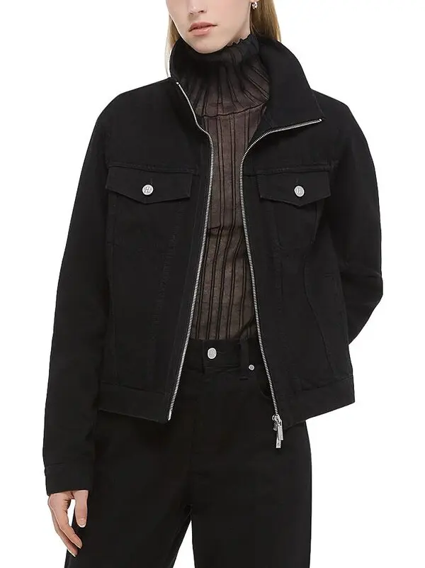 Helmut Lang Funnel Neck Trucker Jacket - Rinsed Black