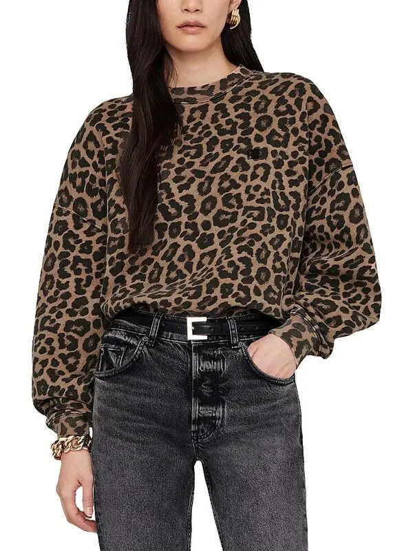 ANINE BING Miles Print Sweatshirt - Leopard