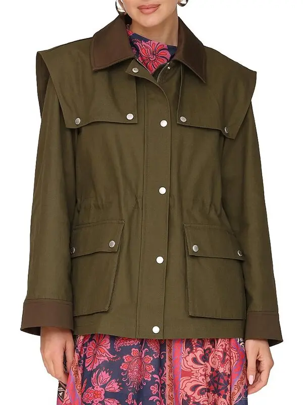 Avec Les Filles Utility Anorak With Combo And Shoulder Bias Flange - Caper