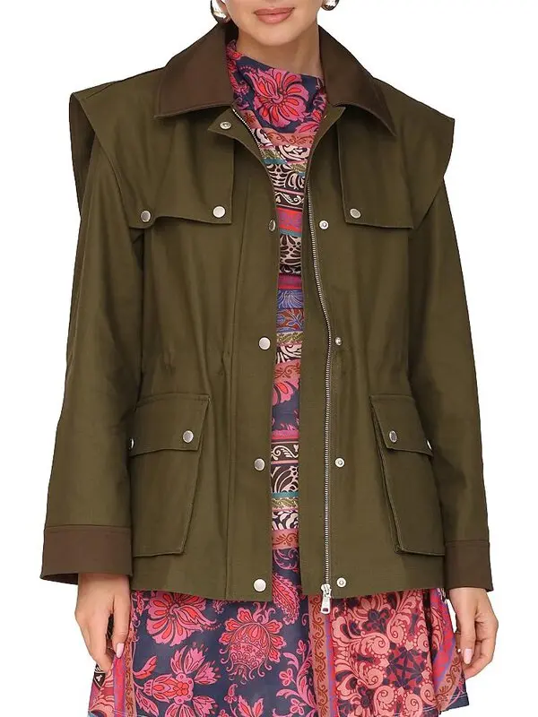 Avec Les Filles Utility Anorak With Combo And Shoulder Bias Flange - Caper
