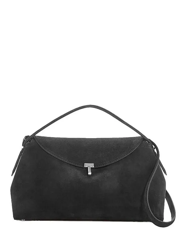 TOTEME T-lock Suede Convertible Top Handle Bag - Espresso Suede