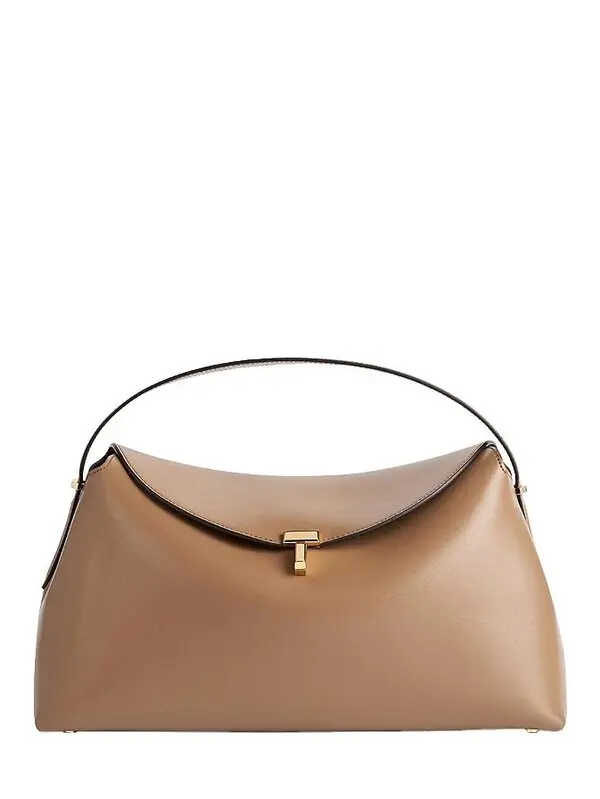 TOTÊME T-lock Convertible Top Handle Bag - Camel Smooth-leather