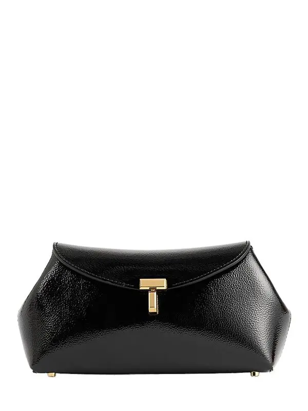 TOTEME Mini T-lock Naplack Leather Clutch - Black