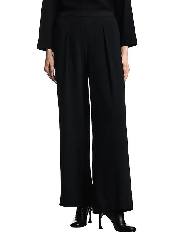 Emporio Armani Wide Leg Trousers - Solid Black