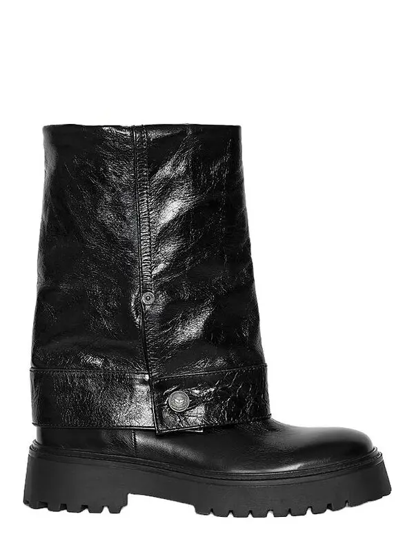 Zadig&Voltaire Angie Vintage Patent Leather Sleeve Boots - Black