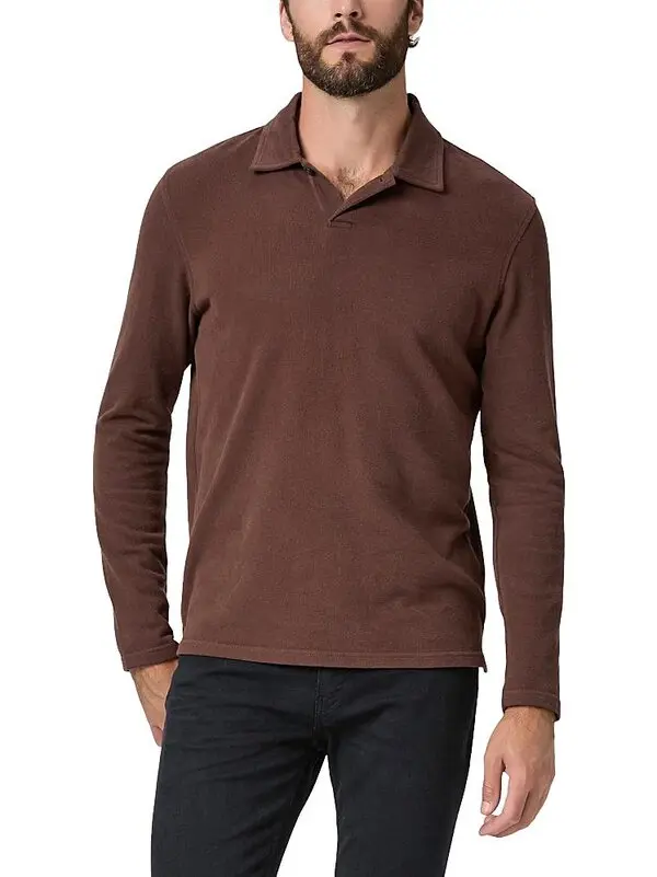 Paige Hammond Cotton Long Sleeve Polo Shirt - Burnt Ember
