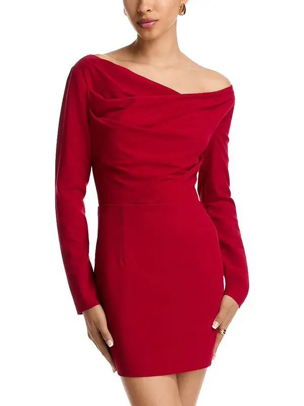 Black Halo Jacqueline Draped Mini Dress - Ruby