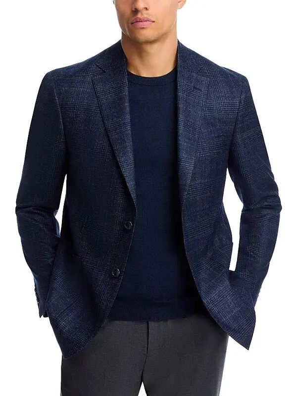 Bloomingdale'S Plaid Wool, Silk & Cashmere Sport Coat - Navy/ Brown