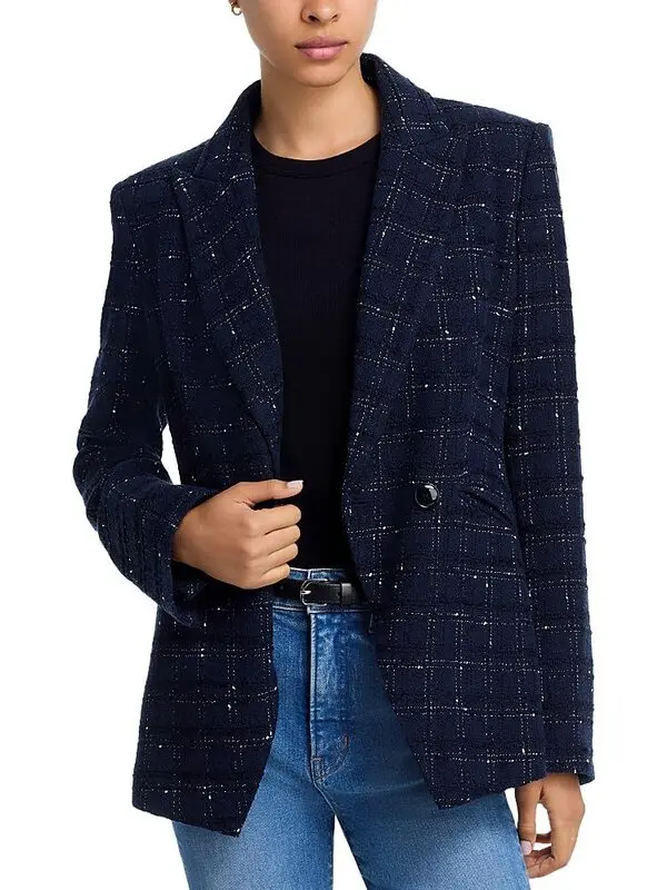 Veronica Beard Rickie Dickey Tweed Jacket - Navy/off White