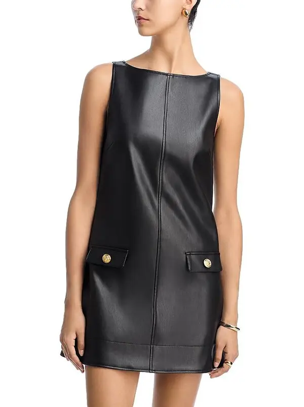 French Connection Dessa Faux Leather Mini Dress - Black