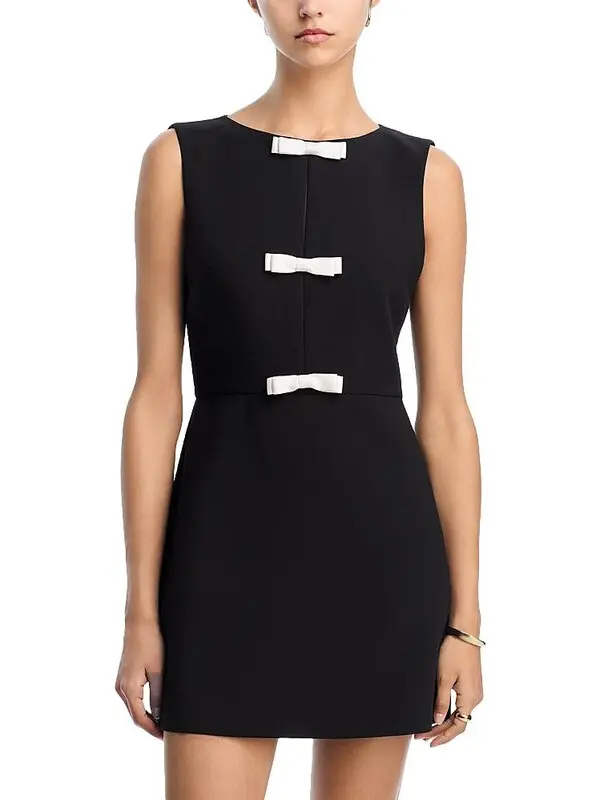 French Connection Azra Bow Mini Dress - Black/porcelain Cream