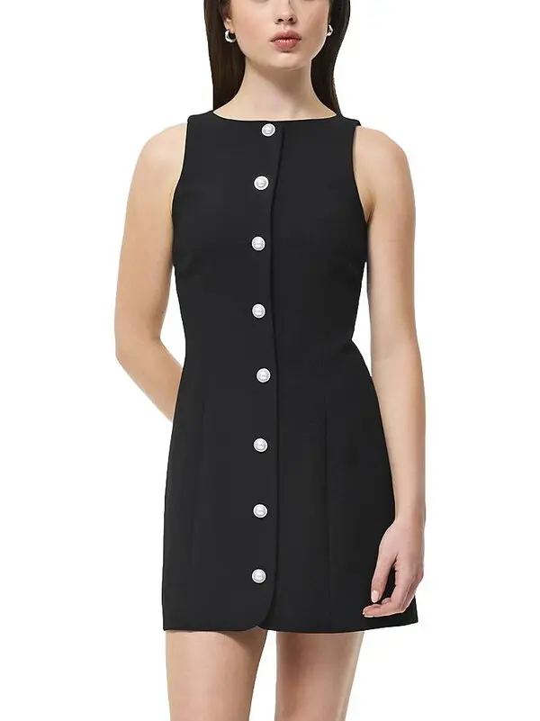 French Connection Azra Twill Button Front Dress - Black
