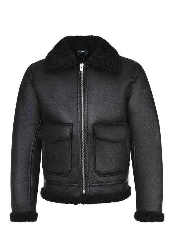A.p.c. Polyester Jacket With Fur Trim - Black