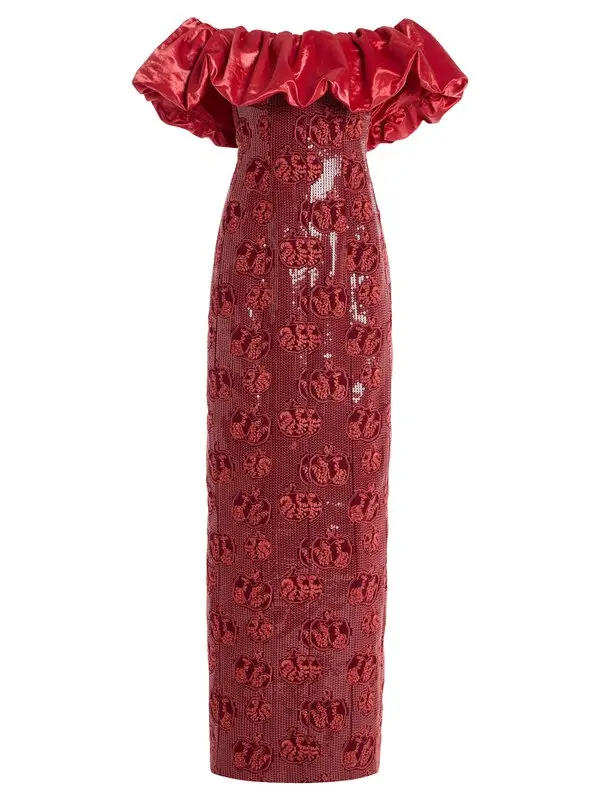 MARKARIAN Rowan Off-the-shoulder Gown - Red