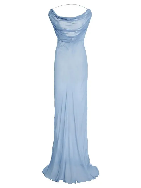 Arcina Ori Jordana Draped Georgette Maxi Dress - Blue