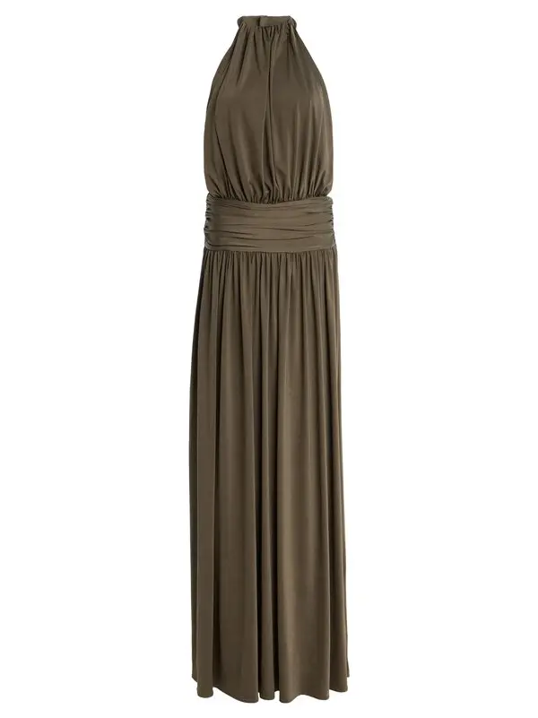 Arcina Ori Santina Jersey Maxi Halter Dress - Khaki