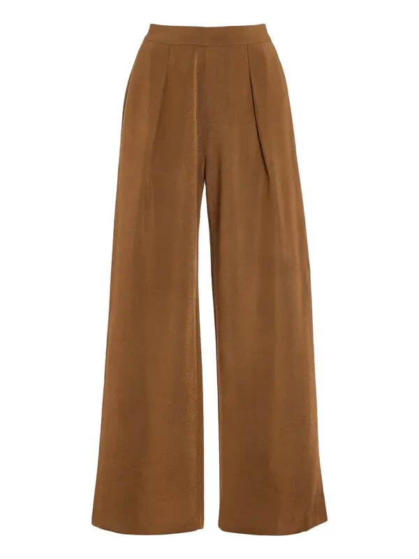 HIGH SPORT Gene Pleated Knit Wide-leg Pants - Tan