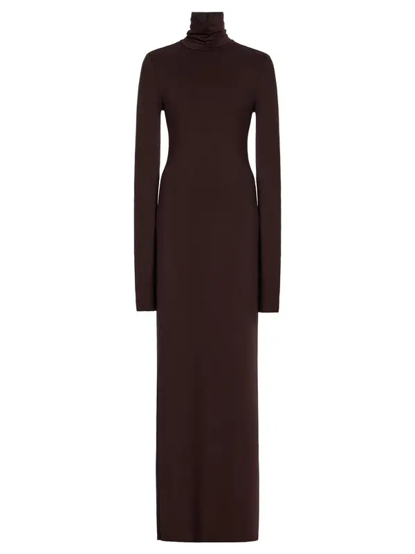 Eterne Jersey Turtleneck Maxi Dress - Brown