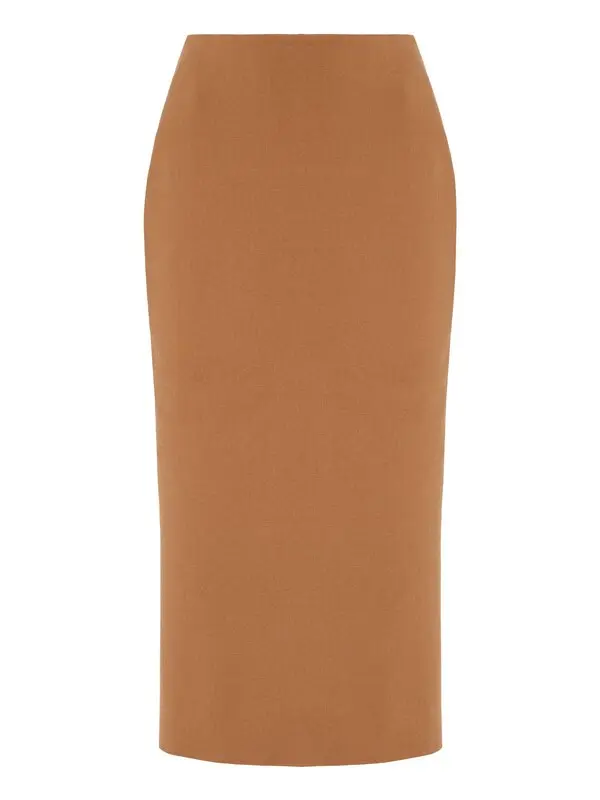 HIGH SPORT Petra Geo-jacquard Knit Midi Skirt - Tan