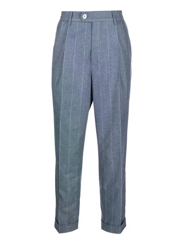 Brunello Cucinelli Pleated Wool-silk Tailored Trousers - Blue