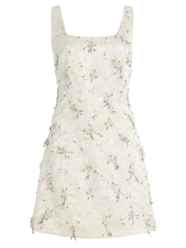 Simkhai Viva Embellished Floral-embroidered Mini Dress - White