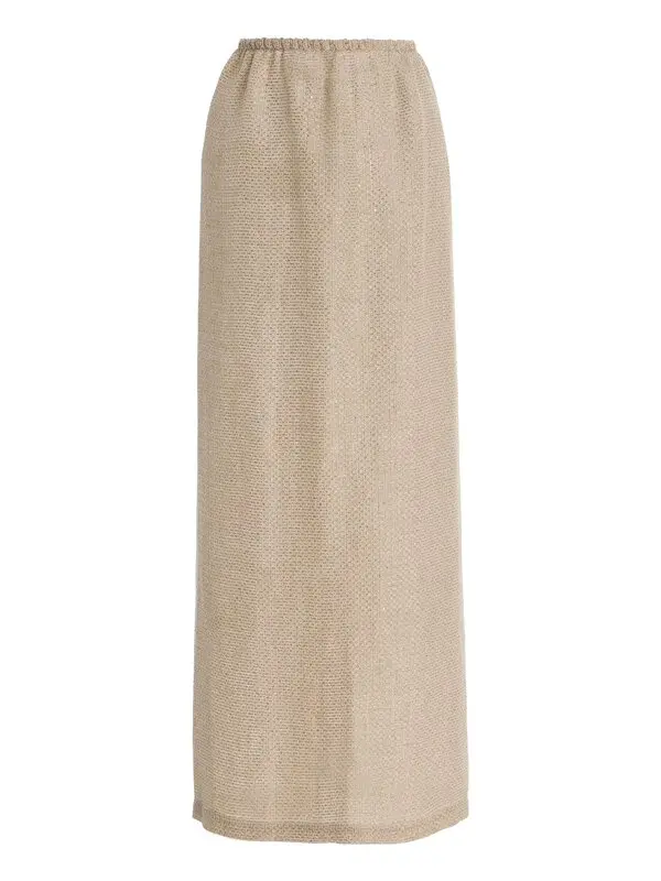 LESET Stella Sequined Linen-blend Maxi Skirt - Neutral