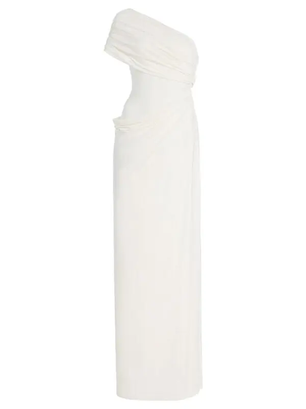 Arcina Ori Chantal Draped Jersey Maxi Dress - White