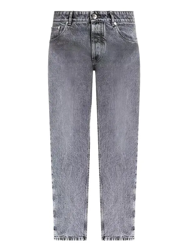 Brunello Cucinelli Embroidered-pocket Straight-leg Jeans - Grey
