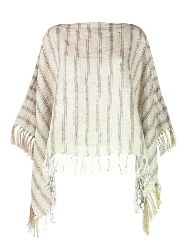 Brunello Cucinelli Striped Tassel-trim Poncho - Neutrals