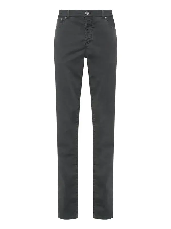 Brunello Cucinelli Logo-embroidered Straight-leg Trousers - Grey