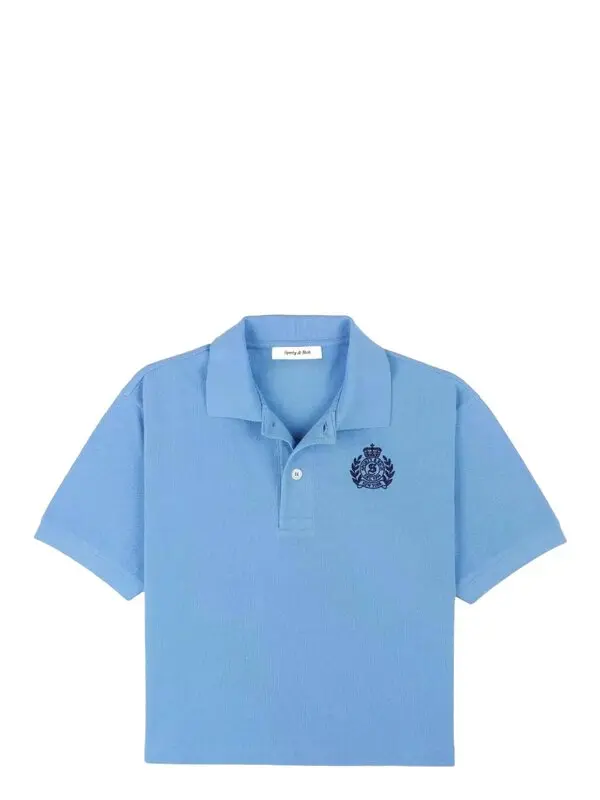 SPORTY & RICH H&w Crest Embroidered Polo Shirt - Blue