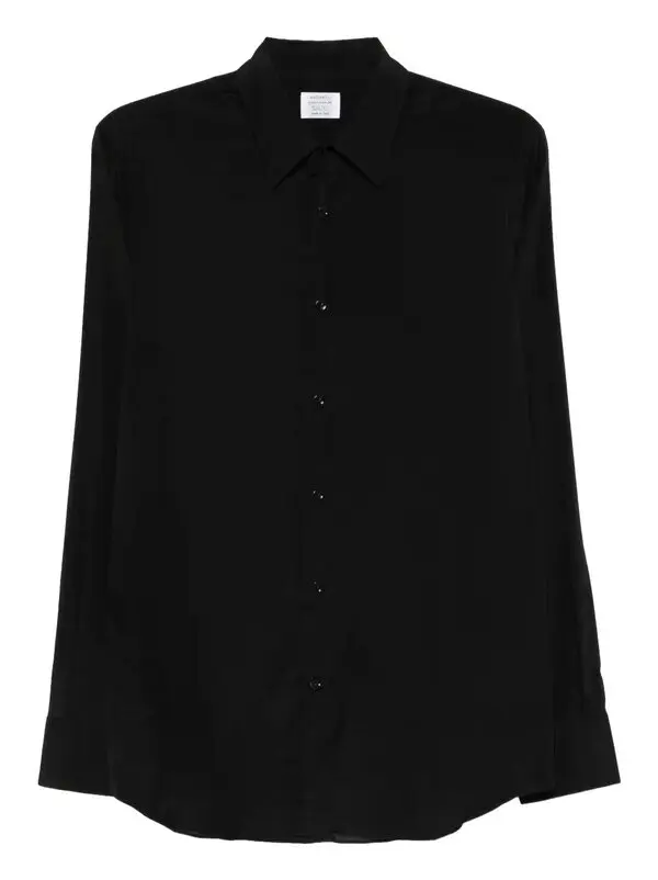 MAZZARELLI Button-down Silk-blend Shirt - Black