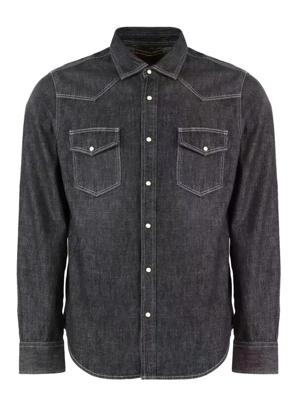 MOORER Denim Flap-pocket Shirt - Blue