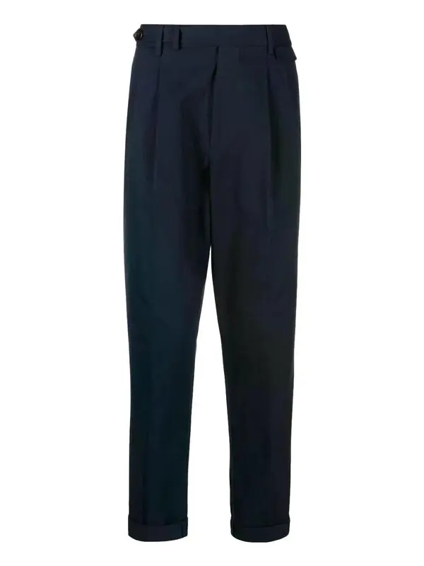 Brunello Cucinelli Pleated Cotton Tailored Trousers - Blue