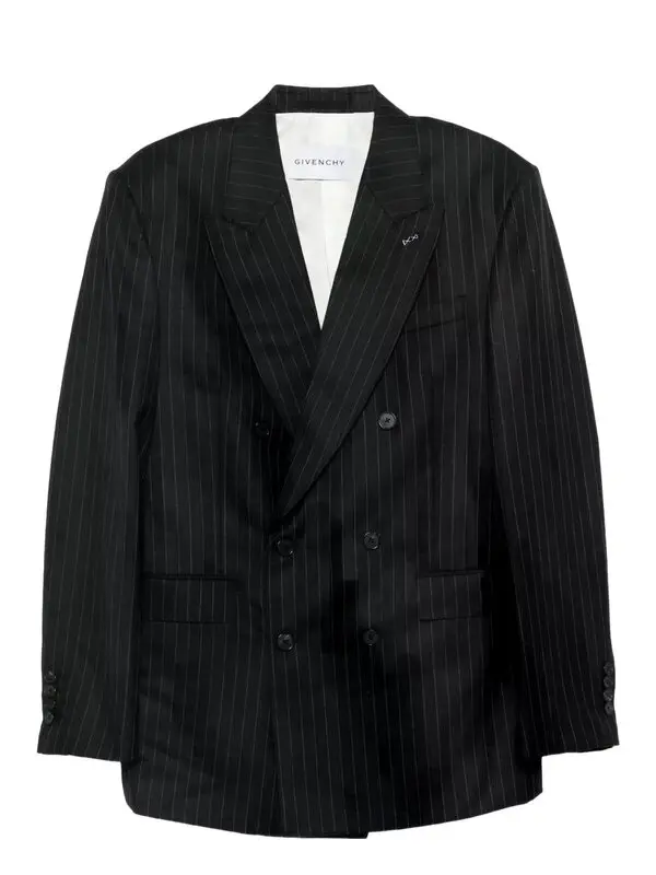 Givenchy Stripe-pattern Double-breasted Blazer - Black